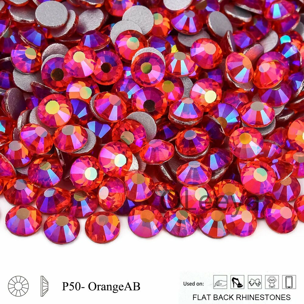Oleeya разноцветные стеклянные стразы SS20 1440pcs, P50 Orange AB