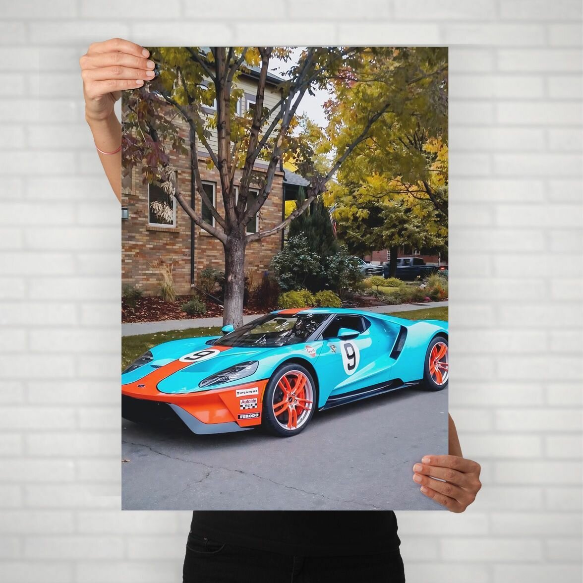 Плакат на стену для интерьера Культовые машины (Ford GT 13) - Постер по легендарным и классическим ретро автомобилям формата А2 (42x60 см)