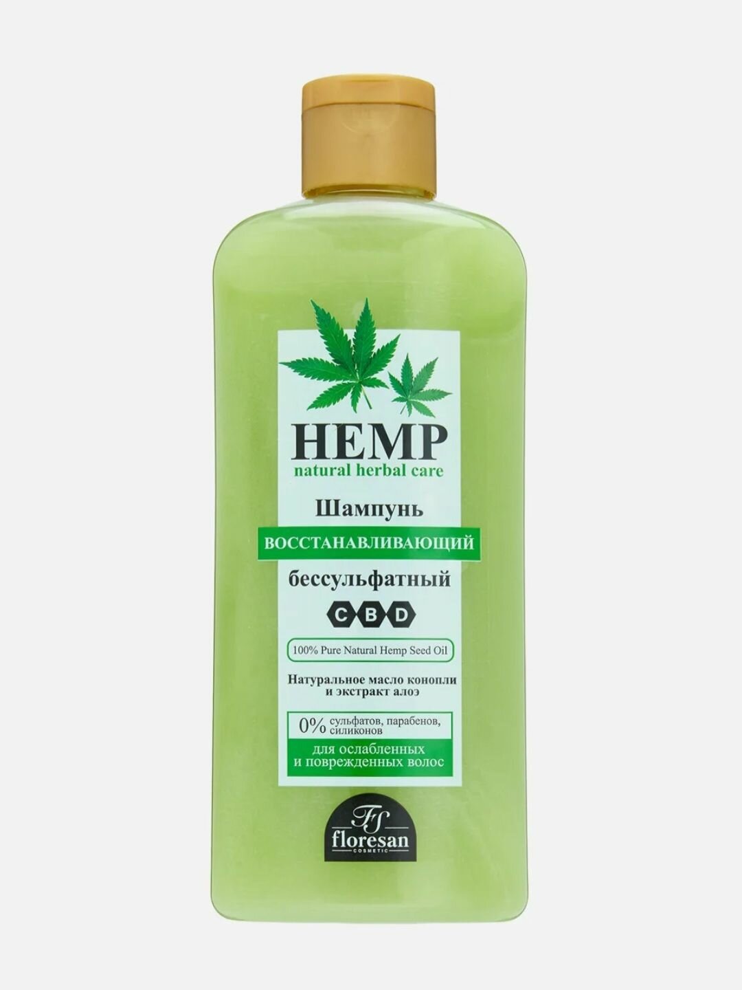 Бессульфатный шампунь для волос FLORESAN natural hemp oil & aloe extract