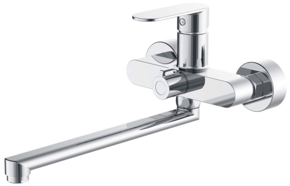 Смеситель для ванны Haiba HB22590 с длинным изливом и переключателем в корпусе, хром