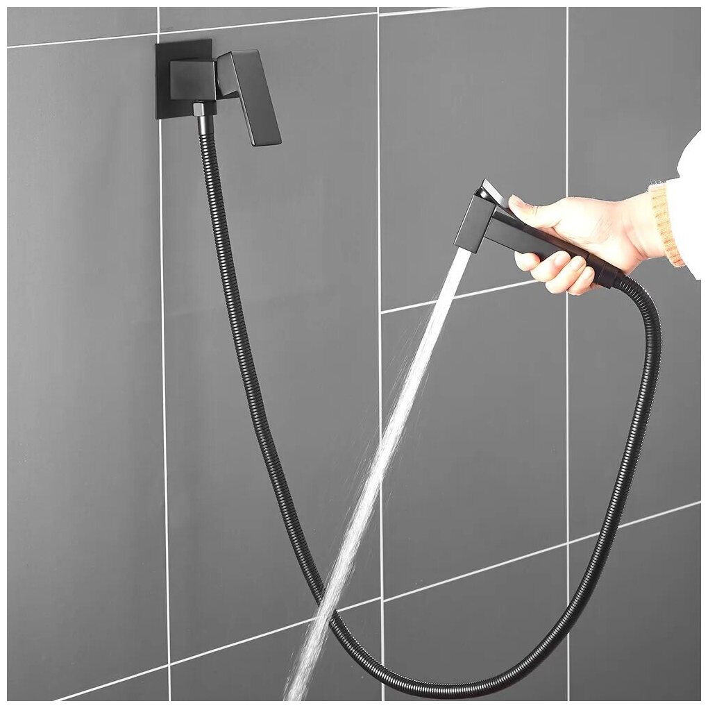 Смеситель для биде из латуни с лейкой и шлангом HL62206-C цвет черный от бренда Hansen