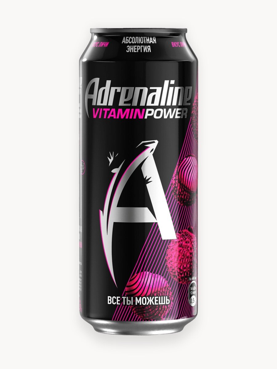 Энергетический напиток "Adrenaline Rush", вкус личи, 0,449 л