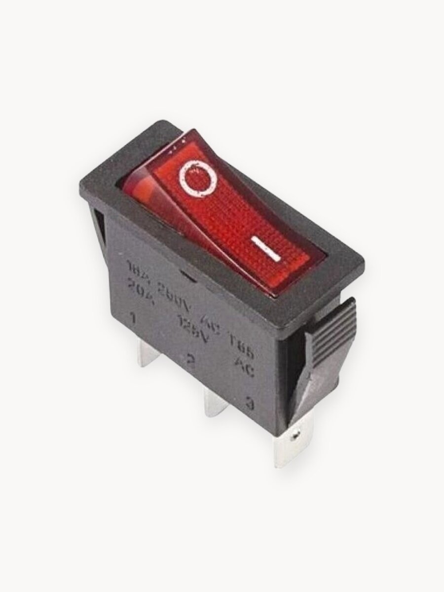 Выключатель на корпус Rexant 36-2210 посадка 28*10мм 3 контакта вкл-выкл 220в 15A - чёрно-красный подсветка