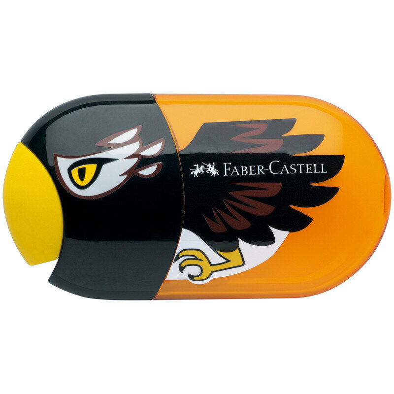 Точилка пластиковая с ластиком Faber-Castell "Eagle" 2 отверстия, контейнер, 286100