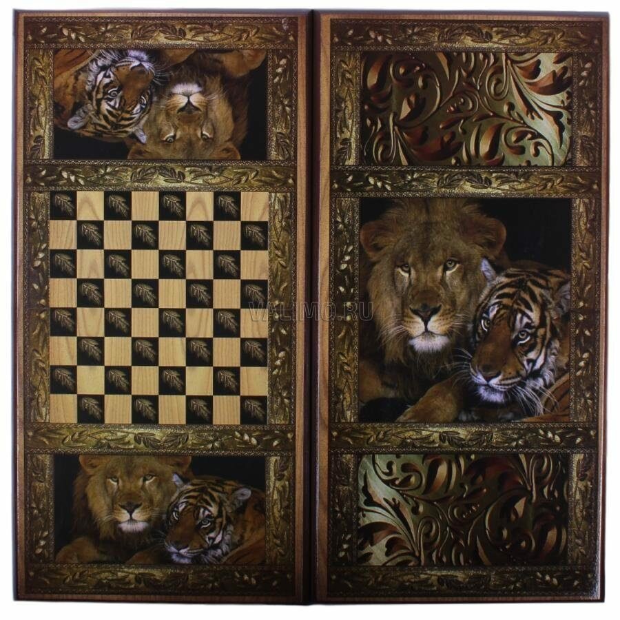 Нарды "Серия Львы" большие (дерево, 60х30х4 см), Россия