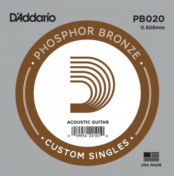Одиночные струны для акустической гитары D'Addario PB020 Phosphor Bronze 20