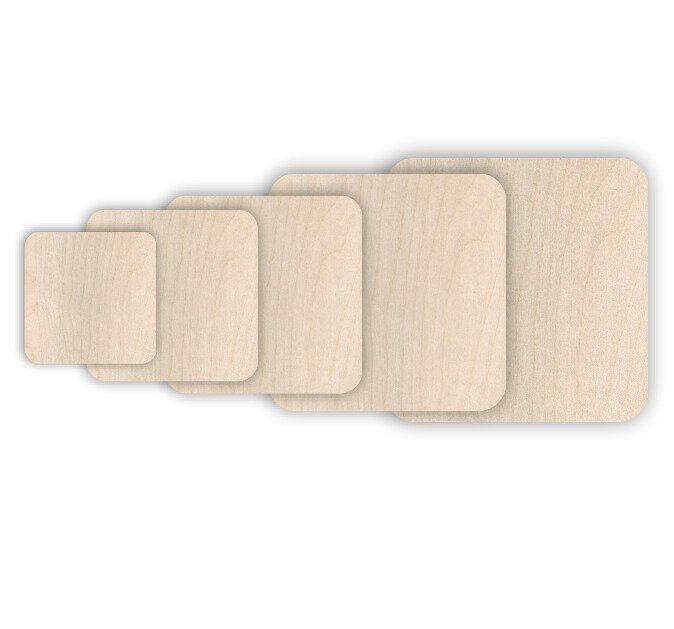 Артборд без ламинации / заготовки для творчества / фанера 3 мм / квадраты набор 10 СМ, 13 СМ, 15 СМ, 18 СМ, 20 СМ / поделка в школу / декупаж