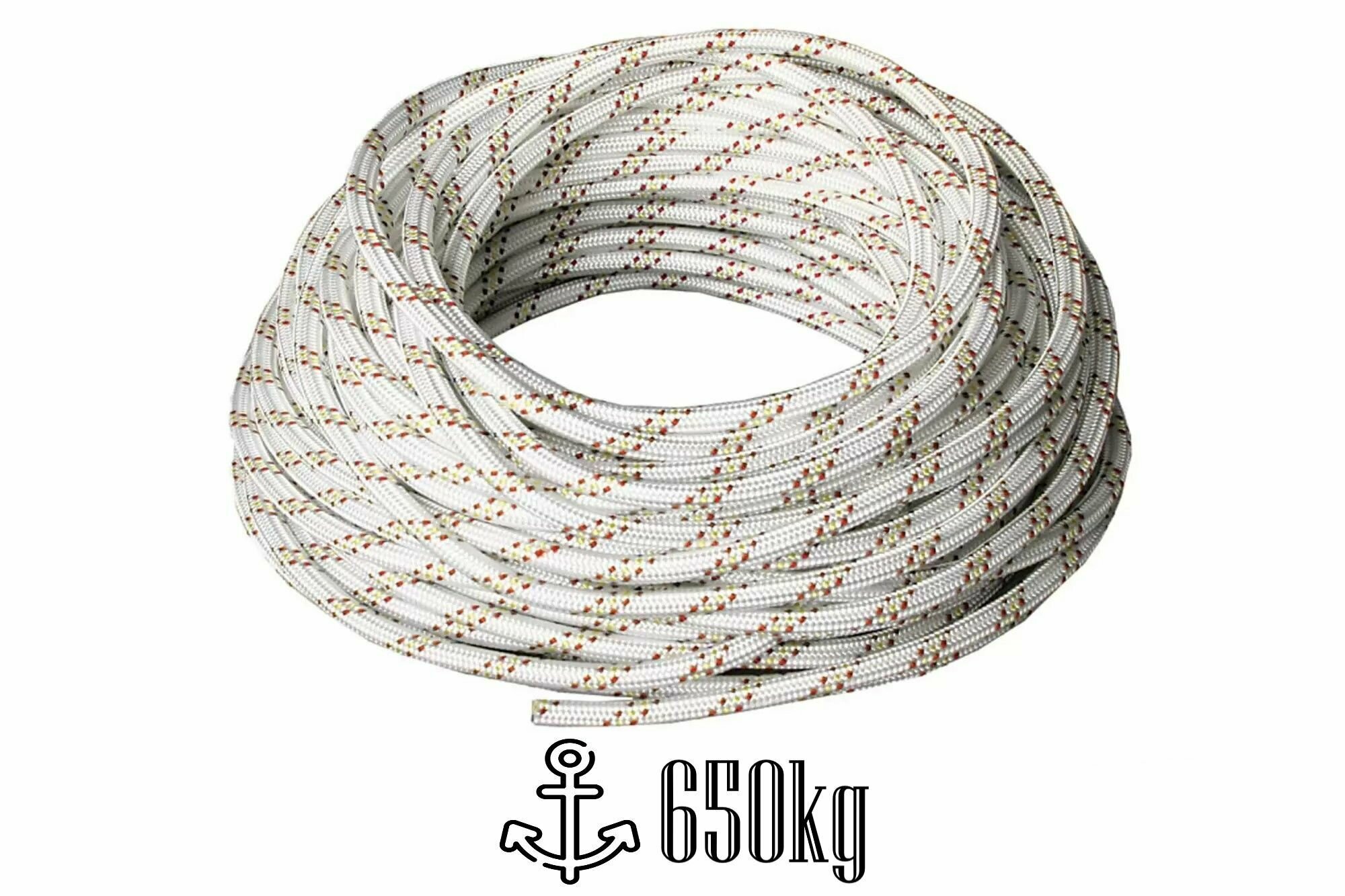 Якорная веревка / фал плетенный с сердечником 16 прядей 10мм 20м