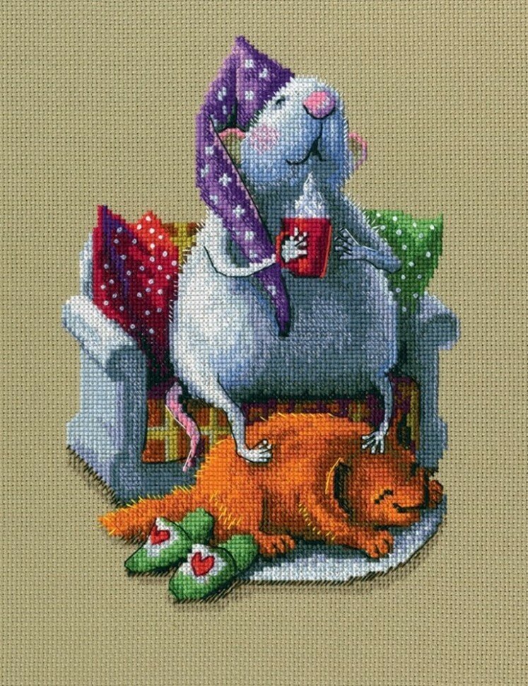 Набор для вышивания РТО #M796 Кто в доме главный, Счетный крест, 14.5 х 20.5 см