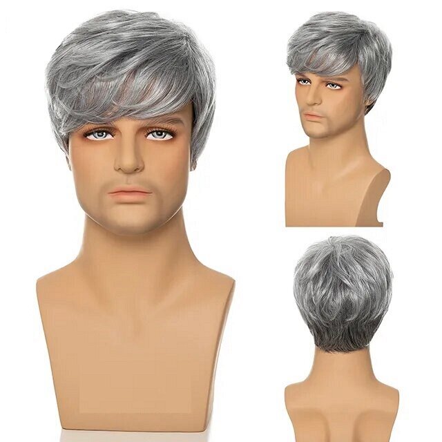 Мужской парик натурального вида Седой