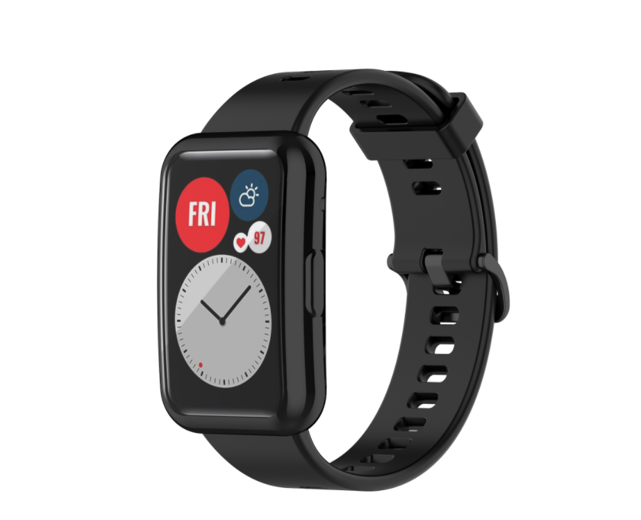 Чехол MyPads из тонкого и прочного силикона для Huawei Watch Fit (2021) с противоударными свойствами черный