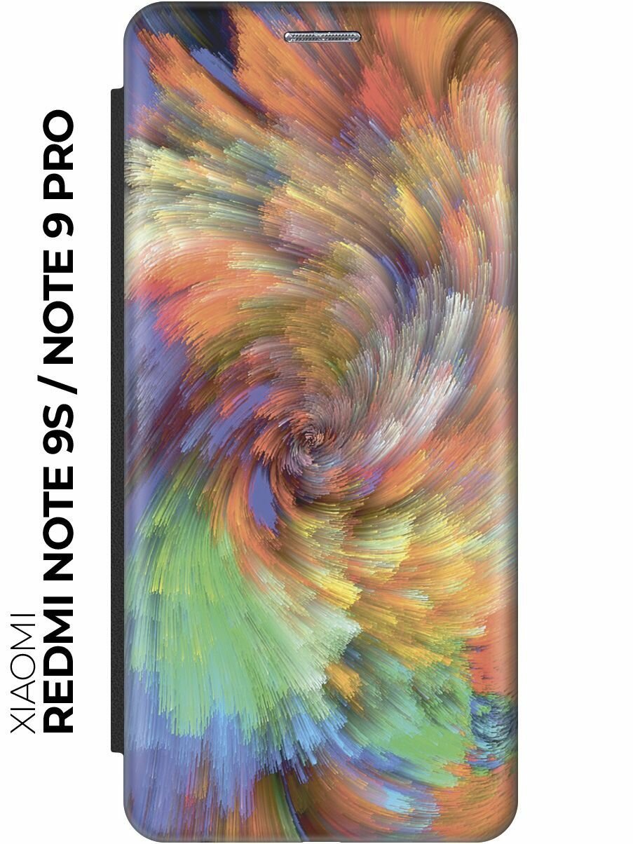 Чехол-книжка Акварельная красота на Xiaomi Redmi Note 9s / Note 9 Pro / Сяоми Редми Ноут 9с / Ноут 9 Про черный
