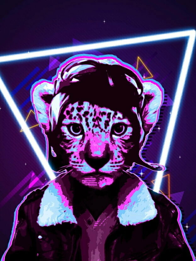 Плакат, постер Synthwave на холсте, размер 21х30см