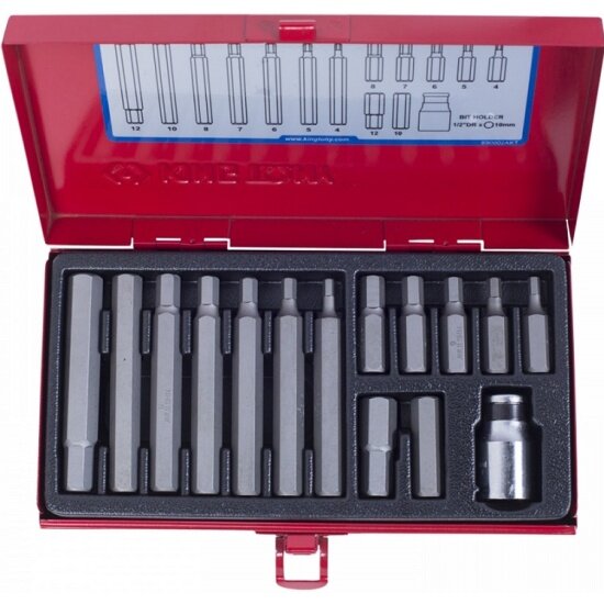 Набор вставок (бит) King Tony 1015MQ, 10мм, Hex, 4-12мм, 15 предметов