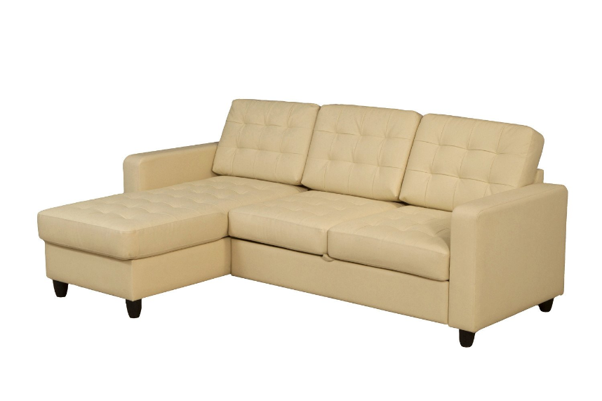 Угловой диван Камелот бежевая экокожа, дельфин, 230х156х86 см, с ящиком для белья