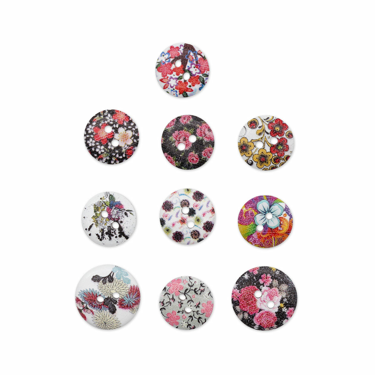 Набор деревянных пуговиц 'Цветы' №8, 15-18 мм, 100 шт, Astra&Craft