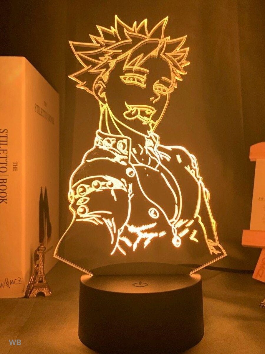 Ночник Аниме Семь Смертных Грехов - Anime Seven Deadly Sins. Подарок фанату аниме и манги — декор в комнату с любимыми персонажами, в стиле отаку и японской анимации.