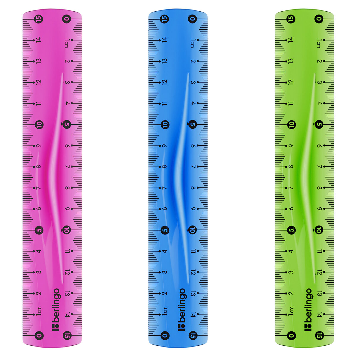 Комплект 24 шт, Линейка 15см Berlingo "Flexy", пластиковая, гибкая, ассорти, европодвес