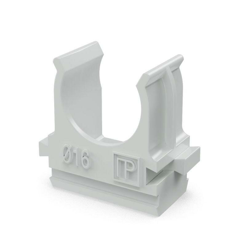 Держатель для труб (10 штук упак.)(клипса) d16мм полистирол Промрукав PR.02716