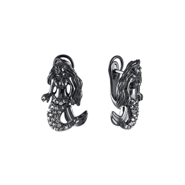 Серьги, серебро, 925 проба, фианит