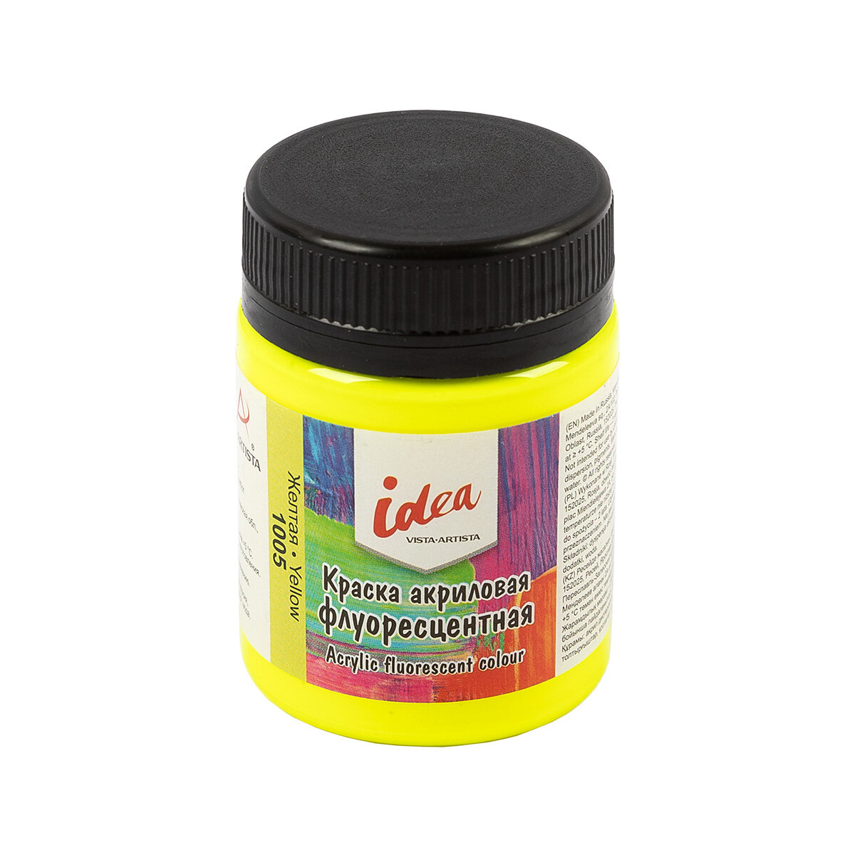 Краска акриловая "VISTA-ARTISTA" idea для декора флуоресцентная IFA-50 50 мл 1005 Желтая (Yellow)