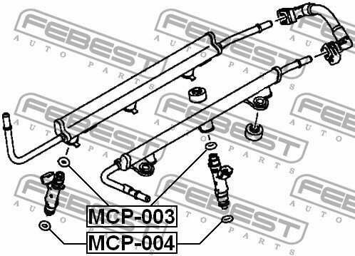 Кольцо уплотнительное форсунки впрыска топлива (MI, MCP004 FEBEST MCP-004