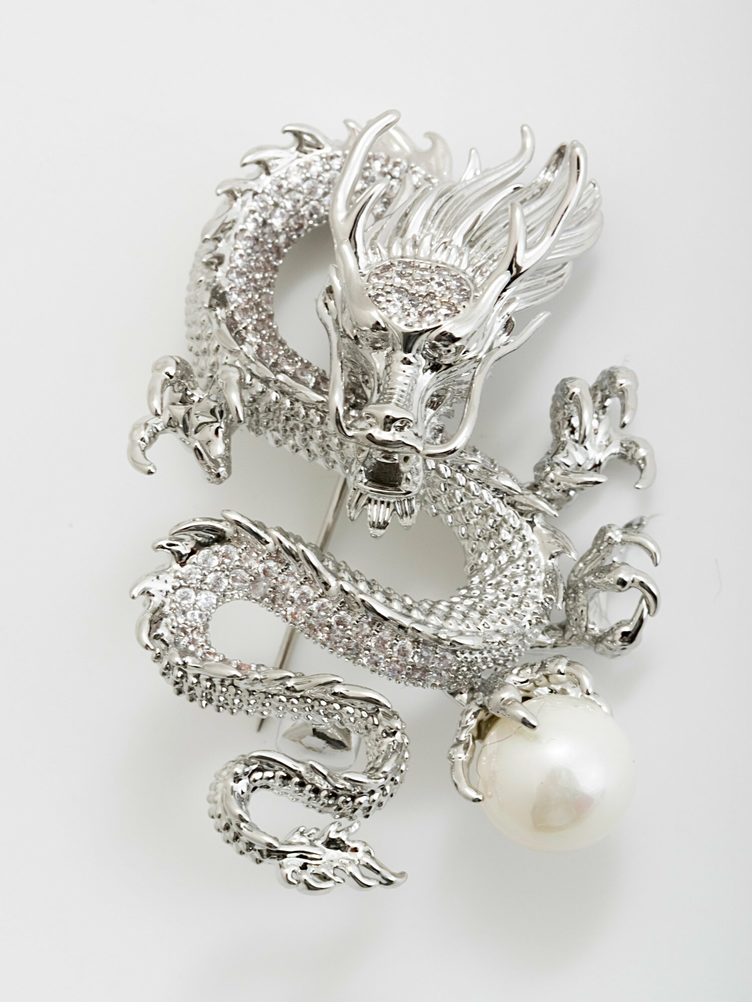 Брошь, жемчуг имитация, кристалл