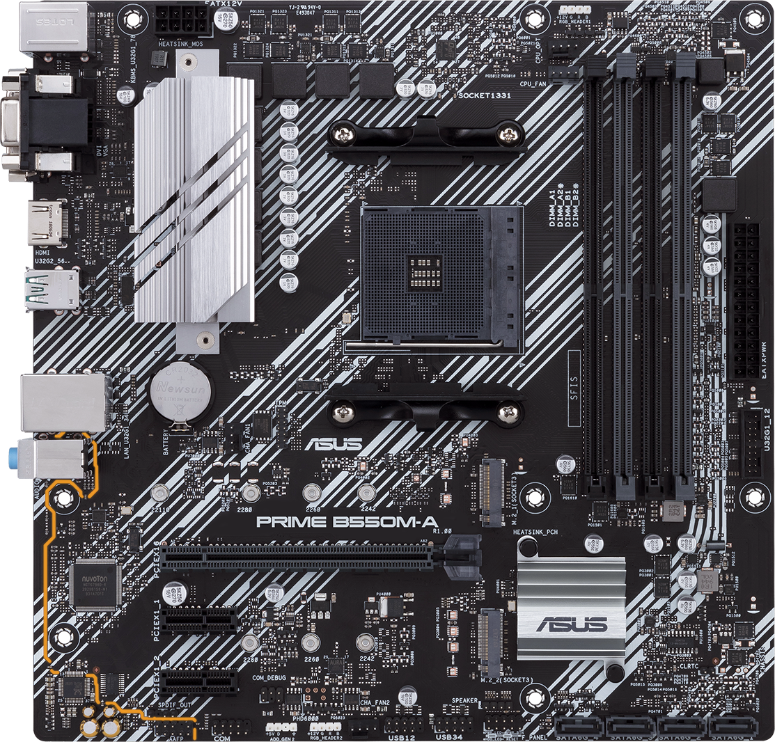 Материнская плата Asus PRIME B550M-A Soc-AM4 AMD B550 4xDDR4 mATX AC`97 8ch(7.1) GbLAN RAID+VGA+DVI+HDMI