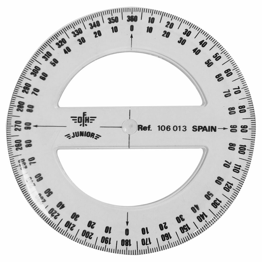 Транспортир 360° Domingo Ferrer (Испания), длина 13 см Прозрачный