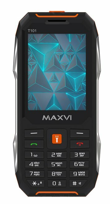 Телефон MAXVI T101, 2 SIM, черный/оранжевый