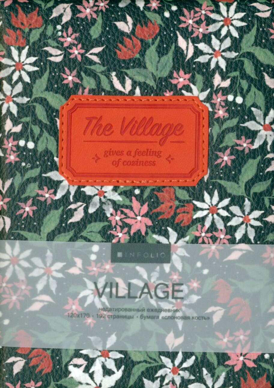 Ежедневник недатированный The Village. Белые цветы, 96 листов, А6, черный