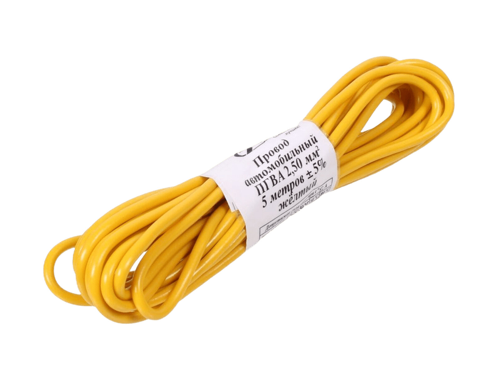 Провод автомобильный монтажный ПГВА 5м S-2.50мм желтый