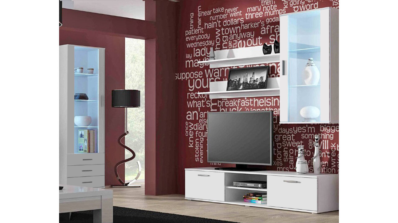 Гостиная Сохо 11 Белый Фасадный 0101 NOW 240x41x192 см, Фиеста