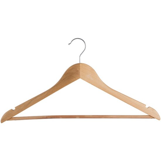 Вешалка Рыжий Кот деревянная W2-PA с перекладиной, с антискользящим резиновым покрытием