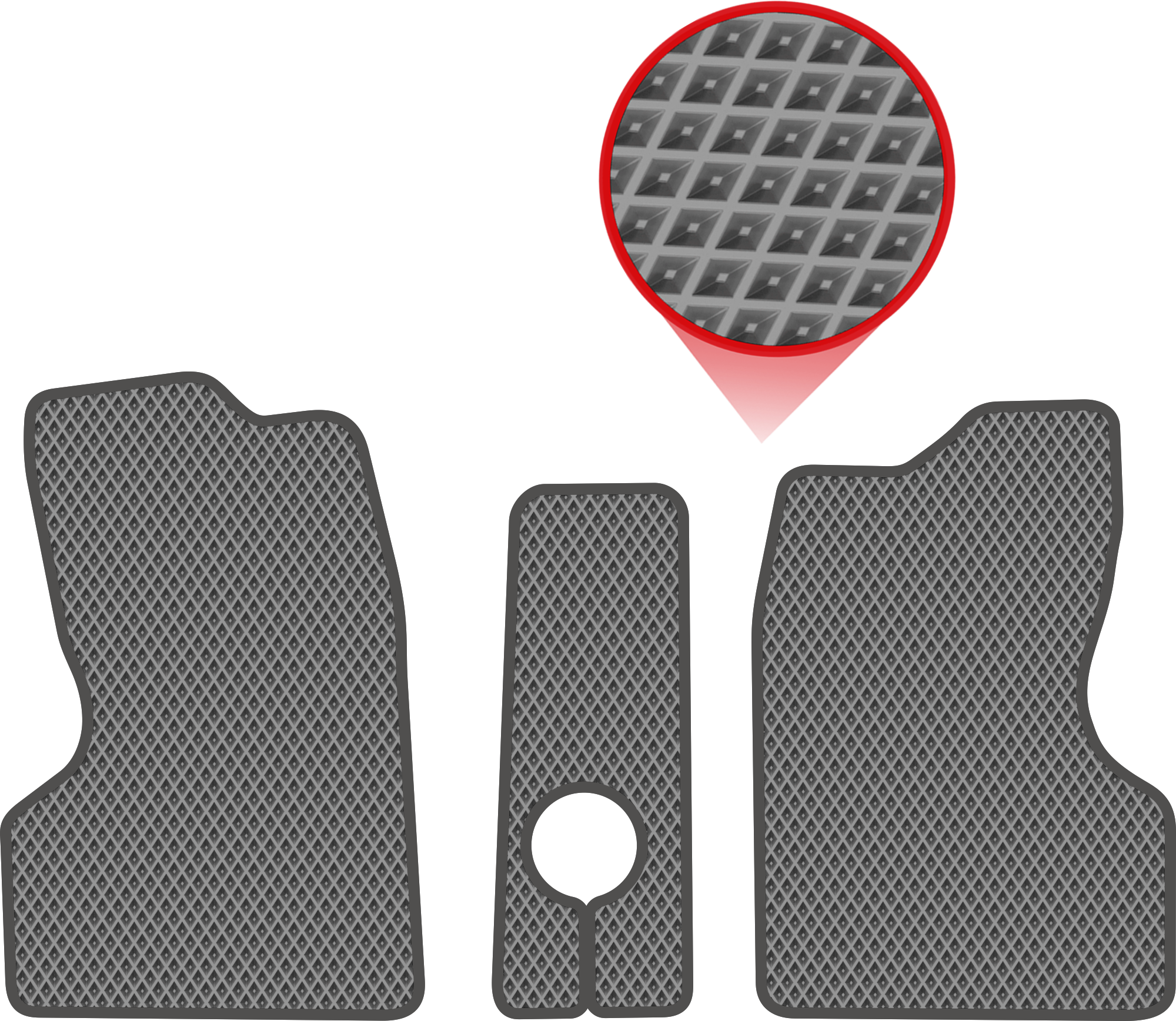 Автомобильные коврики EVA для ГАЗель ГАЗ-3302, ГАЗ-2705, ГАЗ-3221 2WD (1994-н/в), серые с серым кантом, ячейка - ромб