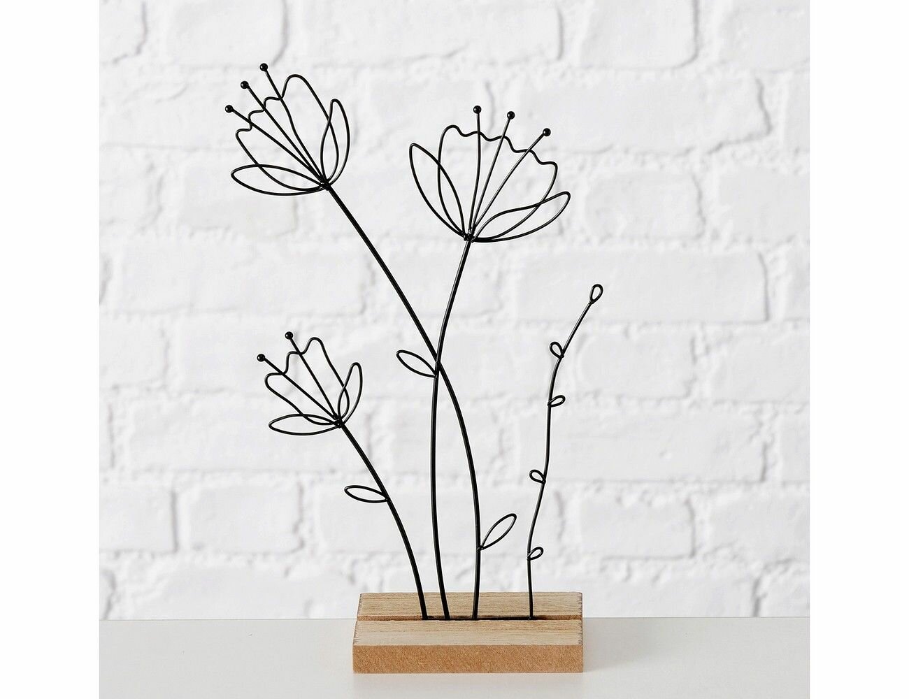 Декоративная фигура цветочный эскиз: ажурные лепестки, дерево, металл, 24х15 см, Boltze 2033301-1