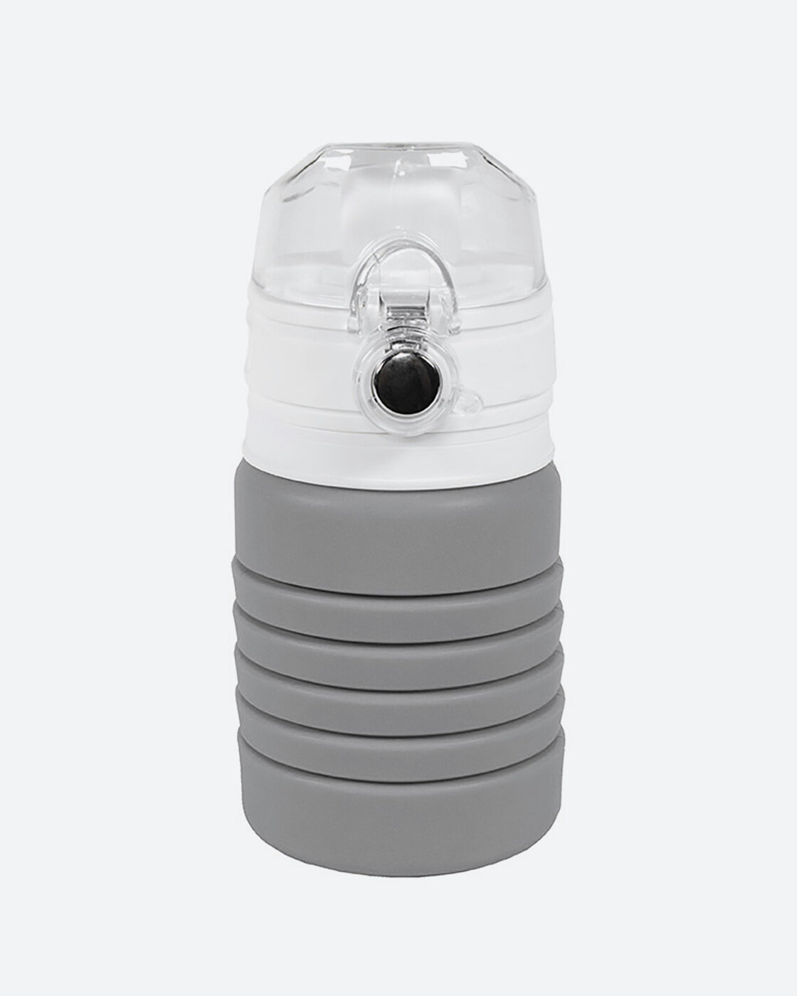 Бутылка для воды складная с карабином SPRING; серая, 550/250 мл, силикон