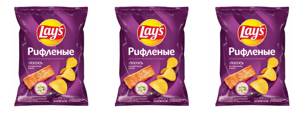 Чипсы Лейс, Лосось Сливочный соус, 140 гр, 3 шт
