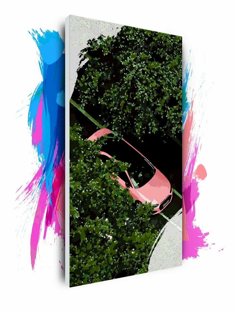 Картина по номерам на холсте Audi в лесу 2, 50 х 100 см