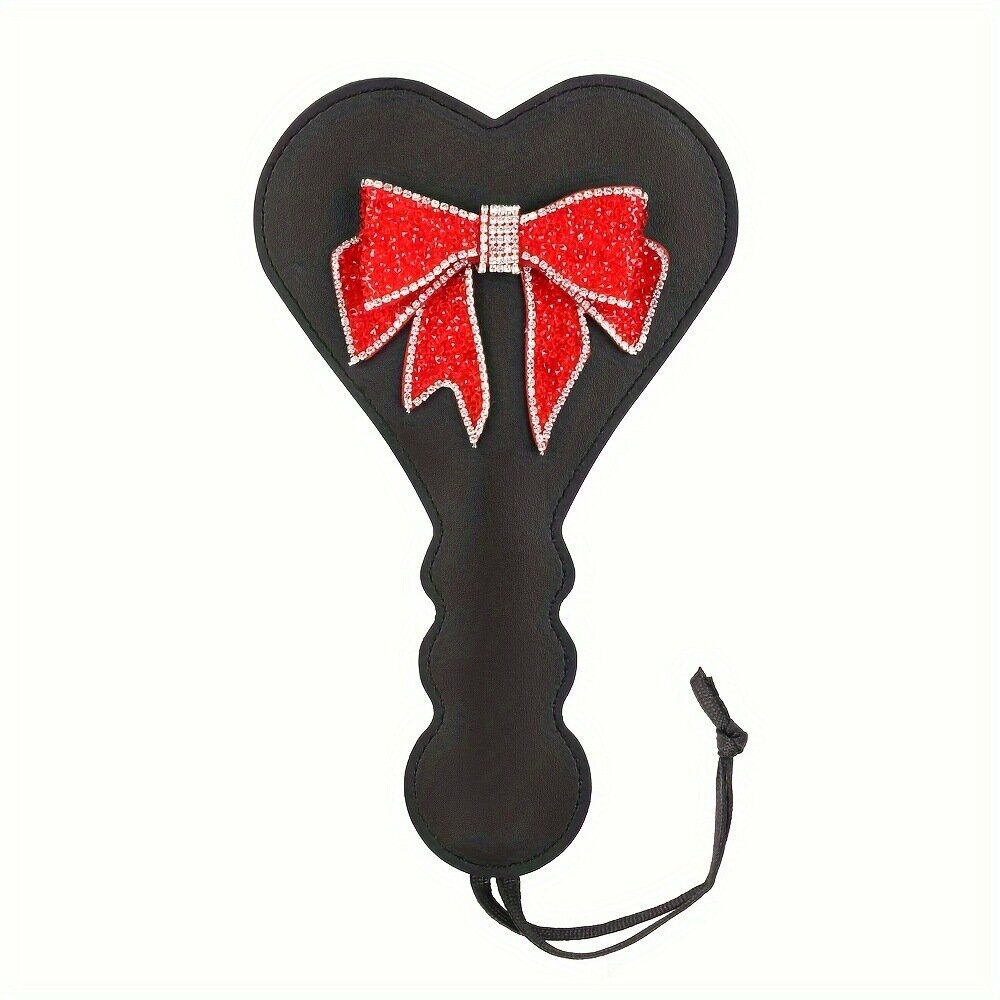 Сексуальное сердце из PU кожи с короткой ручкой, ручная работа, бриллиантовый бант, BDSM, тренировка для пар, взрослые игрушки