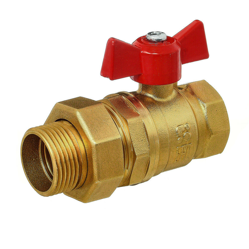 Кран шаровой латунный БАЗ Standart 1 ВР(г) х 1 НР(ш) проходной бабочка со сгоном прямой (БАЗ. А. А31.1.25.40)