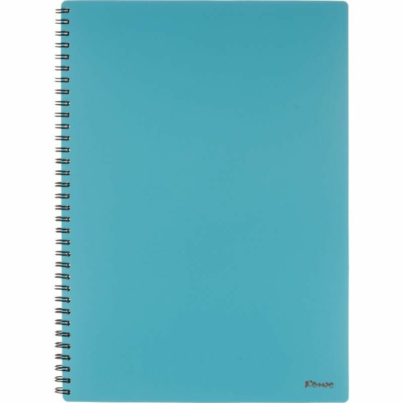 Бизнес-тетрадь Комус Classic А5 100 листов голубая в клетку на спирали (210х150 мм)