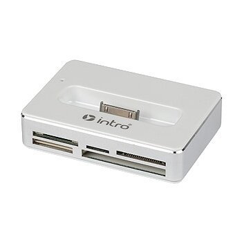 Card Reader USB 2.0 Intro HR514 (CF/SD/microSD/MS/M2/XD) белый + USB Hub 2port активный + док-станция для iPhone 30pin