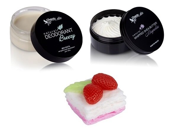 Подарочный набор для тела-взбитое масло ши, натуральный дезодорант и мыло ручной работы ТМ ChocoLatte