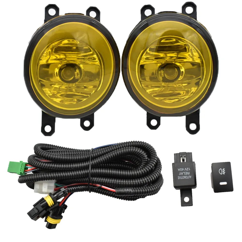 1 пара автомобильных противотуманных фар в сборе с противотуманной фарой и проводной кнопкой реле для Toyota Corolla 2011, японский тип Axio Fielder 2007 halogen-yellow wire