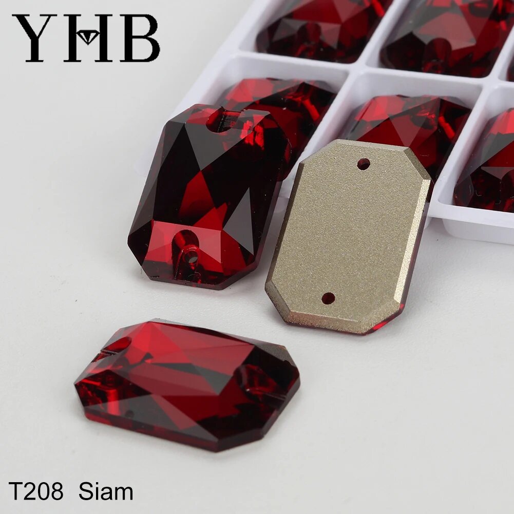 Стразы YHB бордовые T208 Siam, 12шт 20-28мм