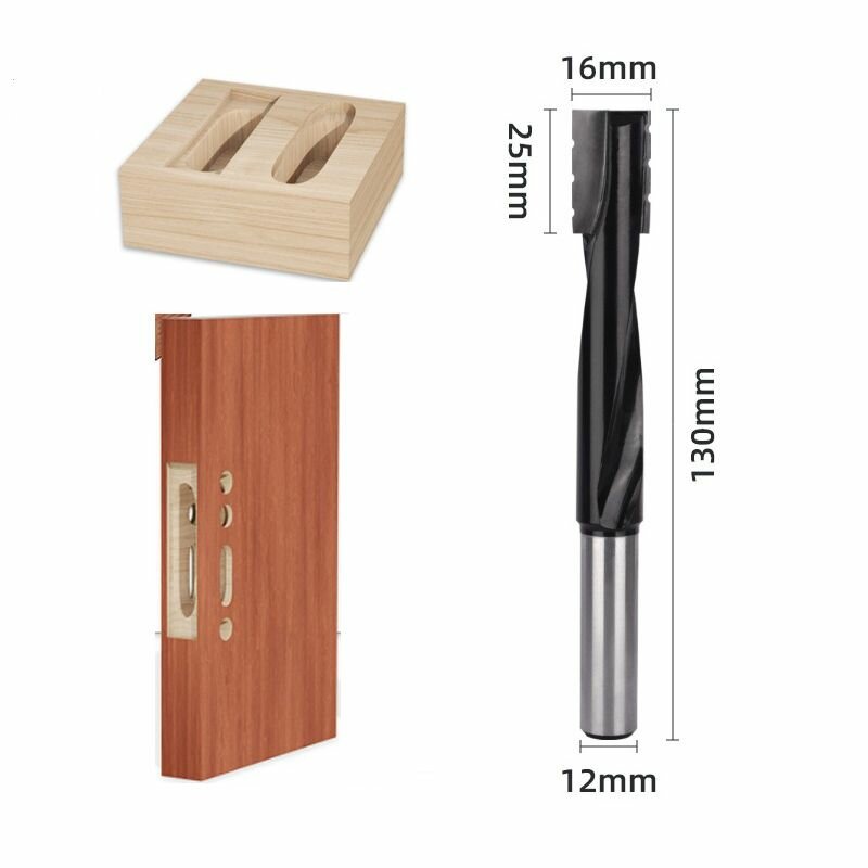 Фреза для врезки замков, твердосплавная, 16x130мм, хвостовик 12мм