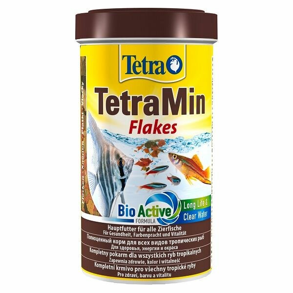 Tetra TetraMin Flakes, Хлопьевидный основной корм для всех видов тропических рыб, 500 мл, 100 г