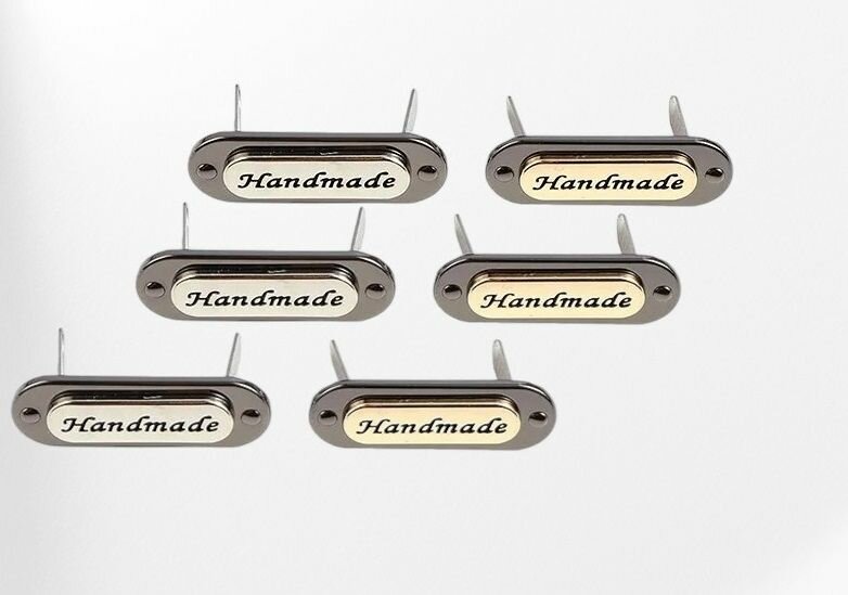 Золотые и серебряные металлические бирки ручной работы, размер 35 мм x 12 мм, набор из 6 штук.