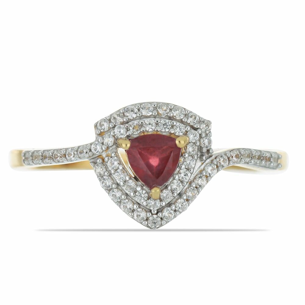 Кольцо, серебро, 925 проба, циркон, рубин
